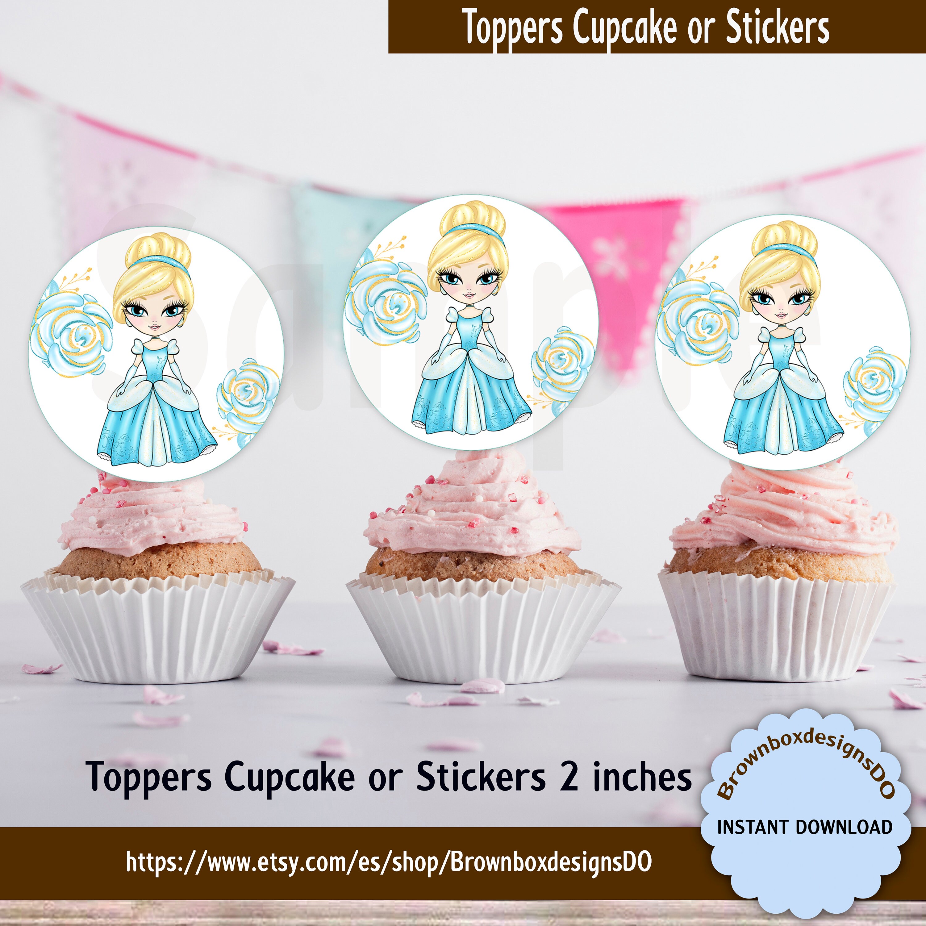 Cinderella Cupcake Toppers, Cinderella Decorations, Cinderella Labels ...