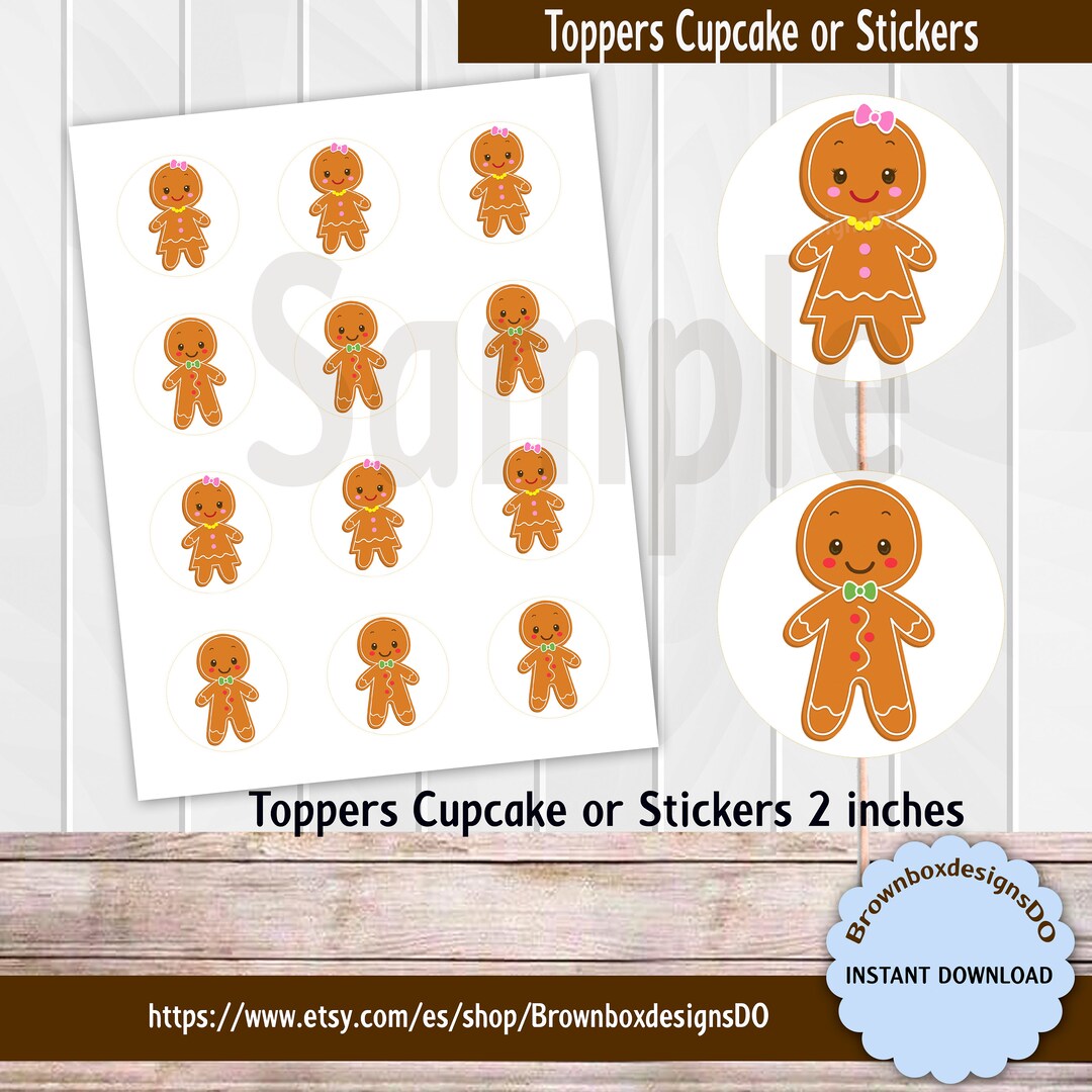 INSTANT DOWNLOAD, Ginger Cookie, Cupcake Toppers, Cookie Toppers, Boy ...