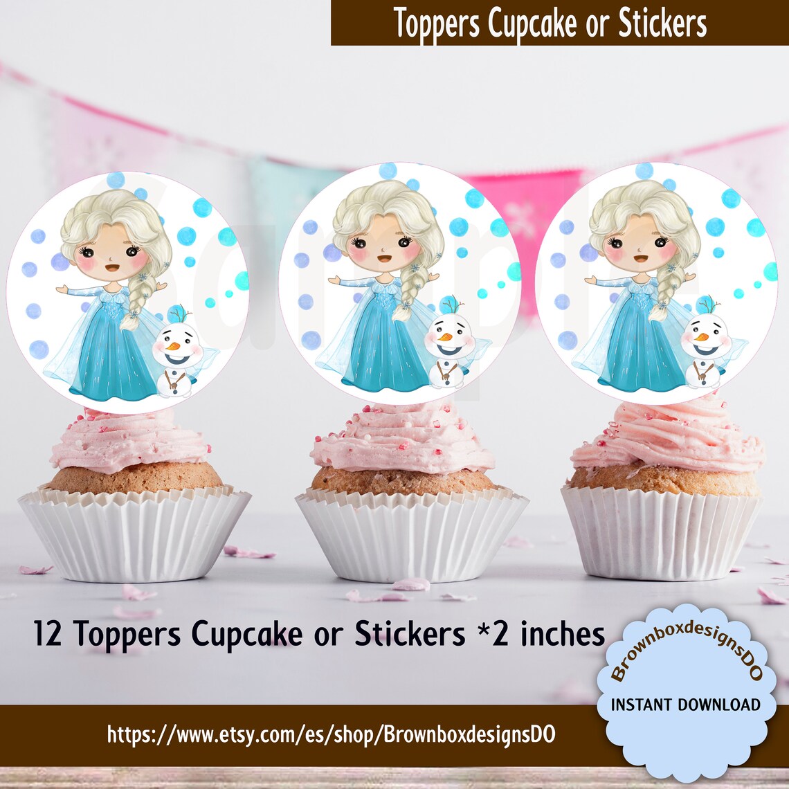 INSTANT DOWNLOAD, Frozen Cupcake Toppers, Frozen Elsa Toppers, Frozen ...
