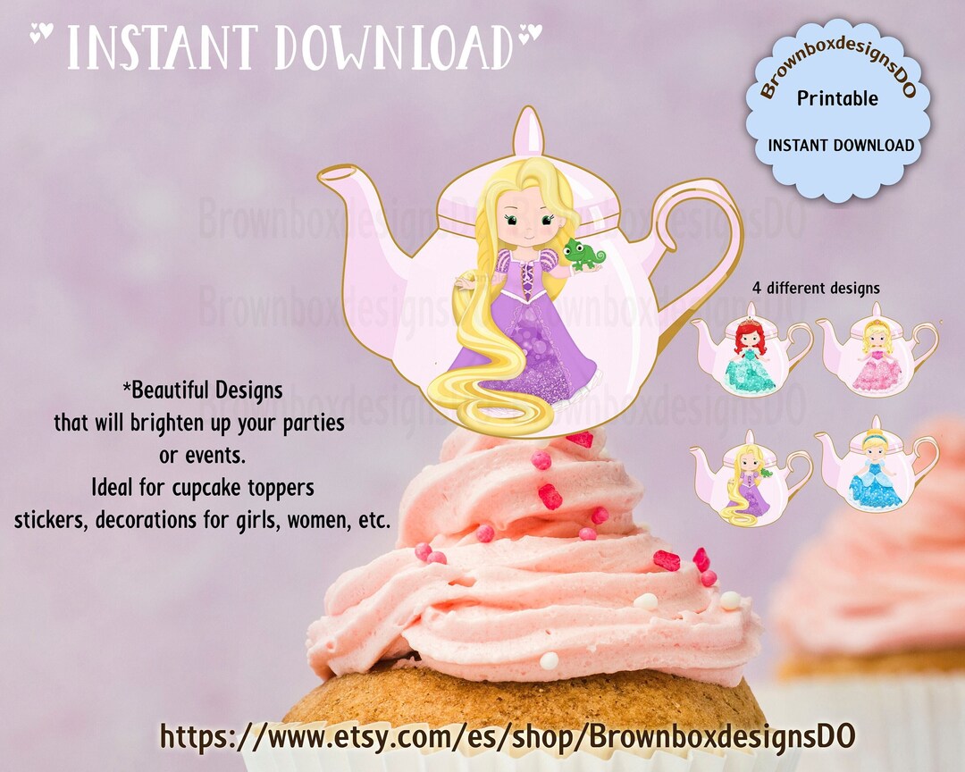 Tea Party Cupcake Toppers, Princess Toppers, Tea Toppers, Princess Tea ...