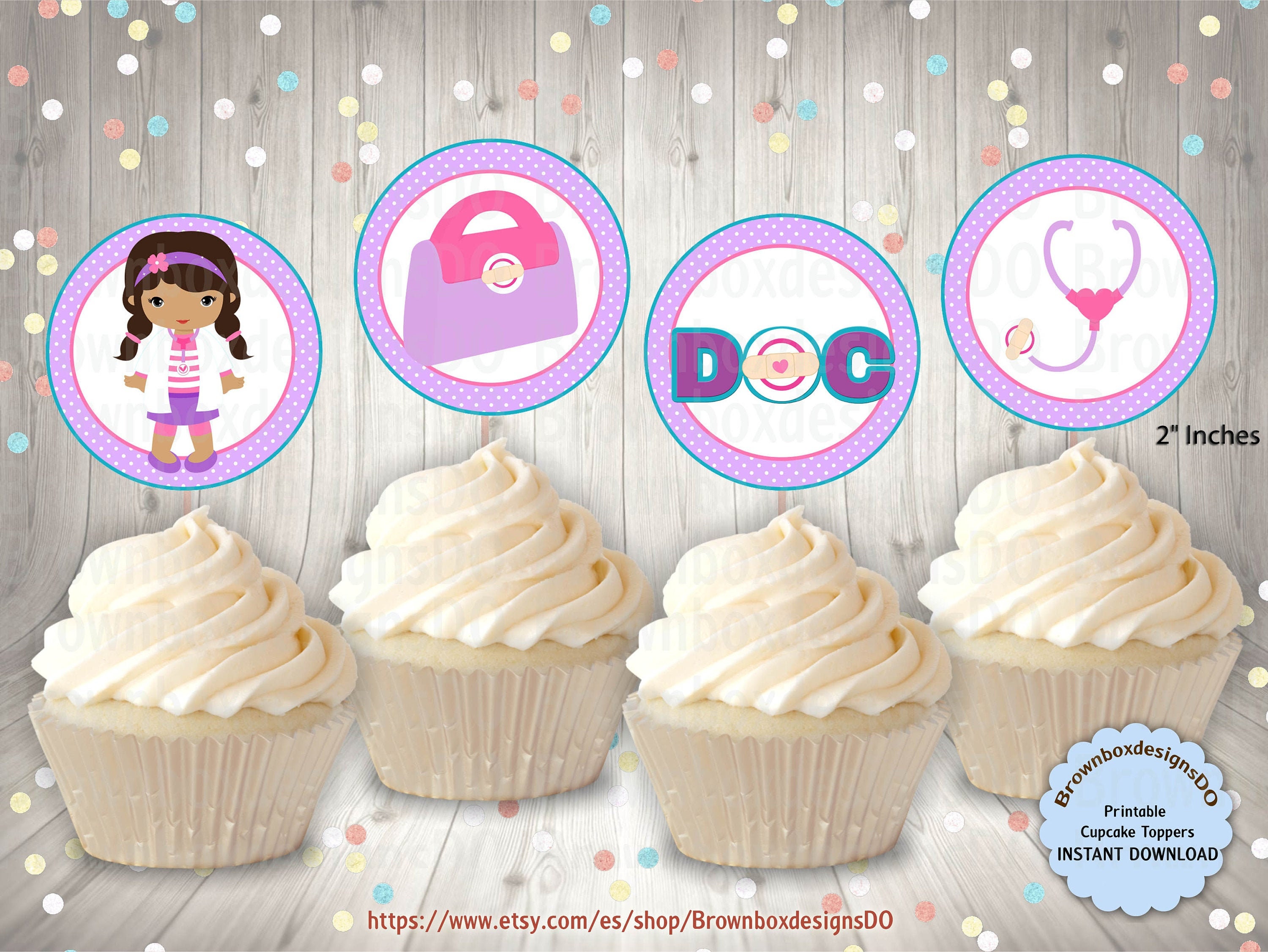 INSTANT DOWNLOAD Doc Printable Cupcake Toppers, Doc Mcstuffin Cupcake ...