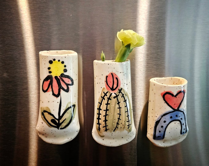 Magnetic Bud Vase / Pen Holder - Handmade Ceramic Pottery - Etsy