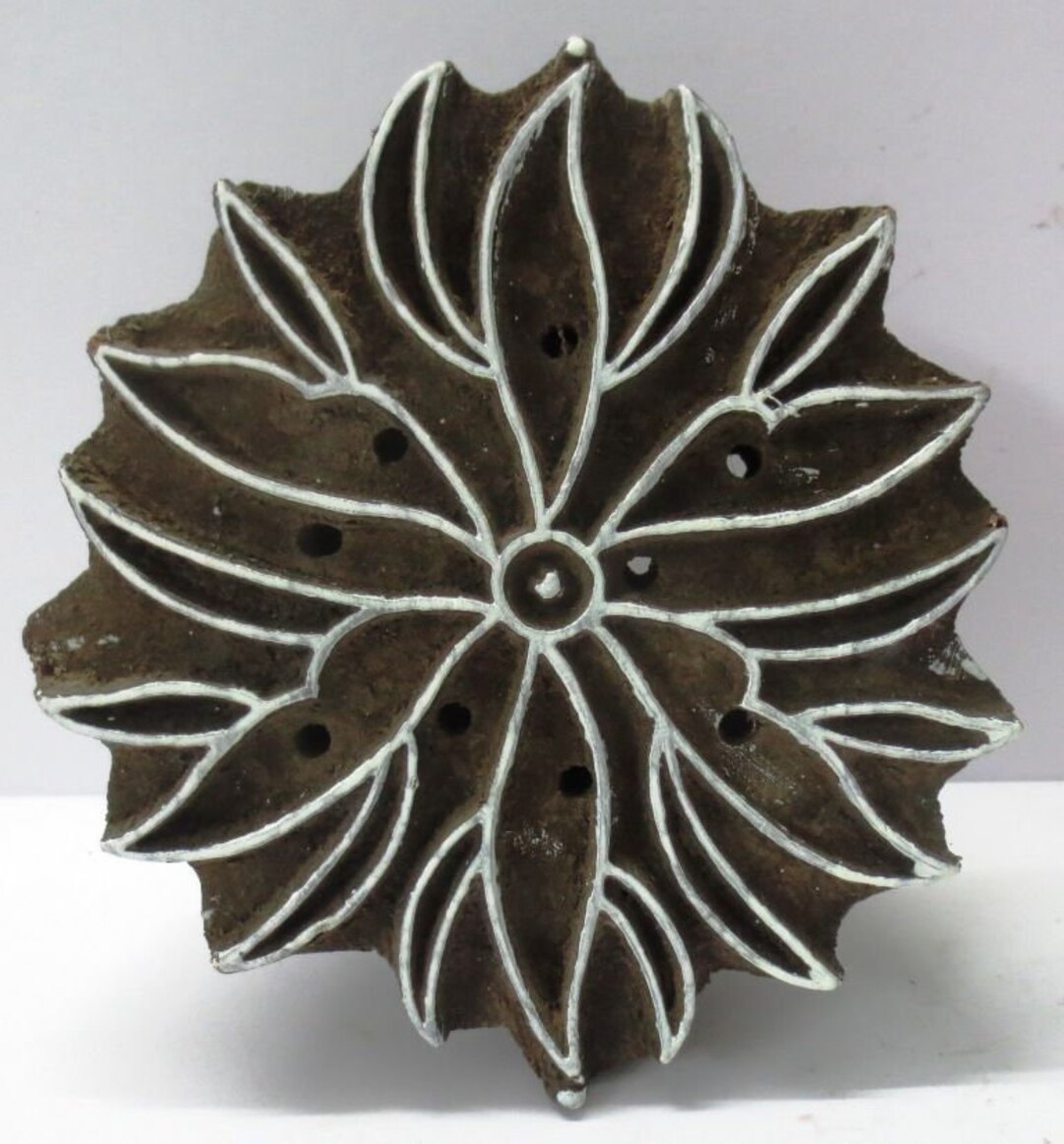 VINTAGE Wooden Hand Carved Textile Printing on Fabric Block / Stamp ...