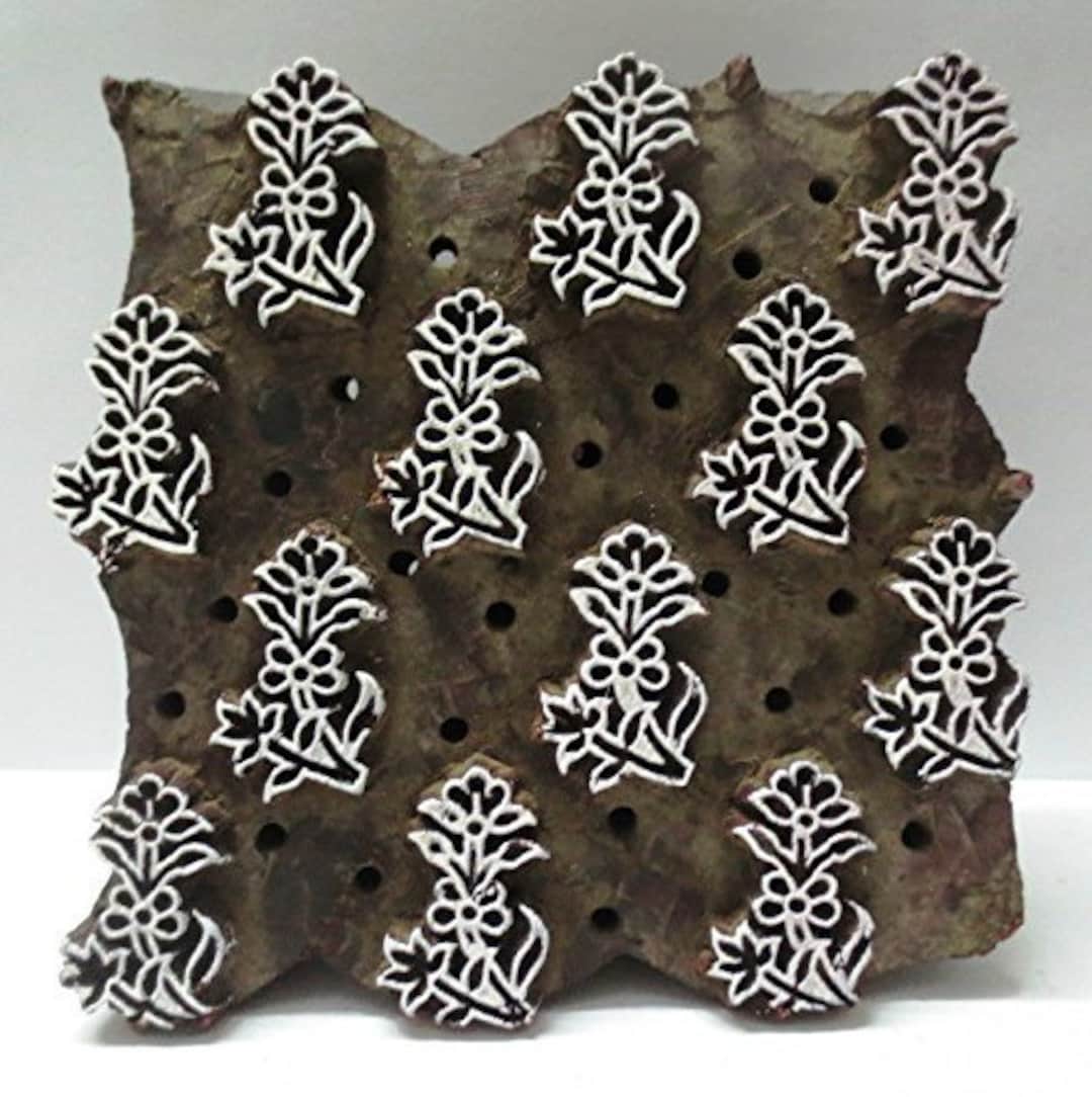 Indian Hand Carved Wooden Printing Block Stamp Ethnic Indian Floral ...