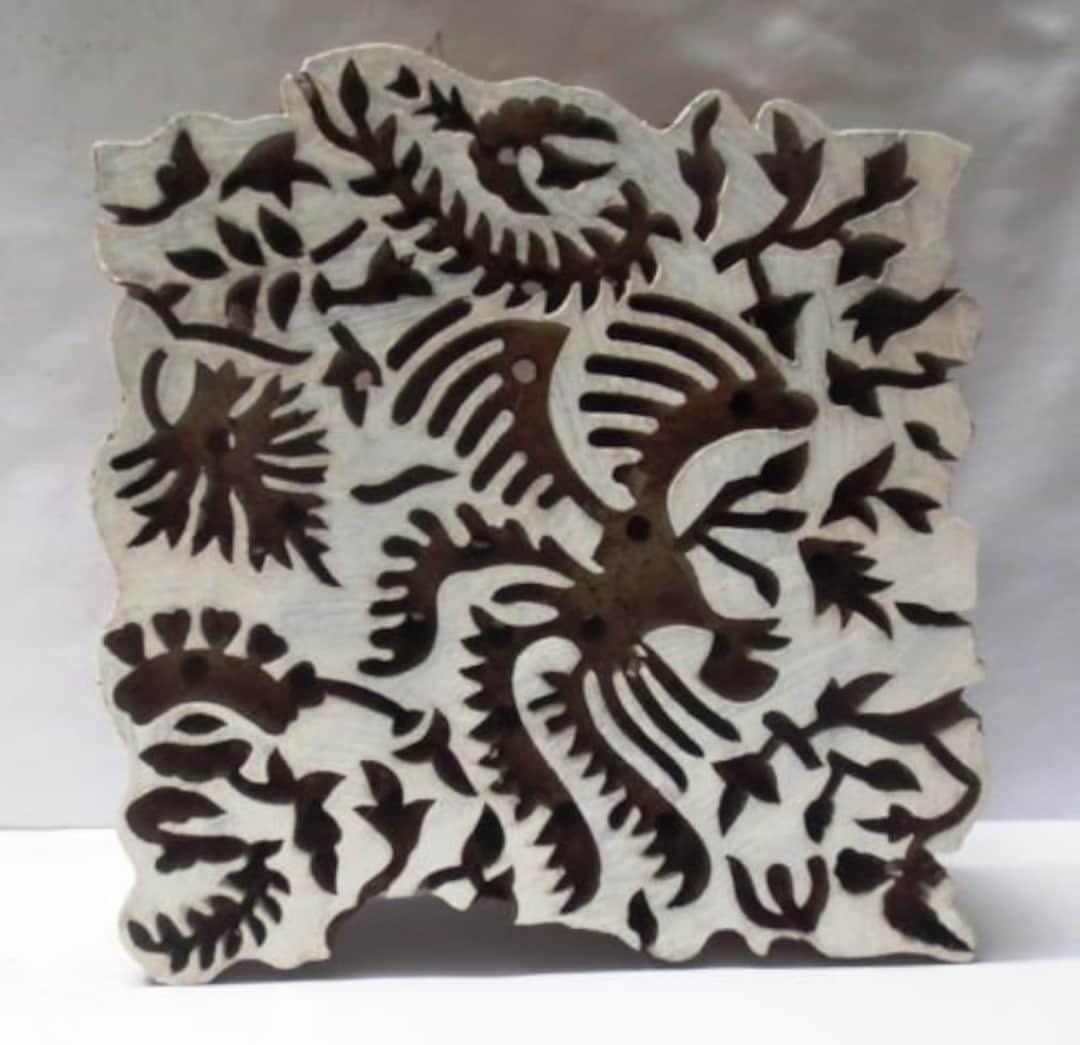 Vintage Used Hand Carved Wooden Printing Block Wooden Printing Stamp ...