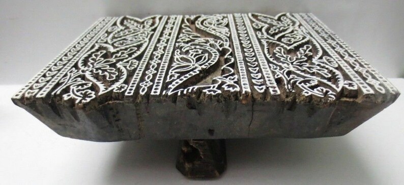 Vintage Large Wooden Hand Carved Textile Printing on Fabric Block ...