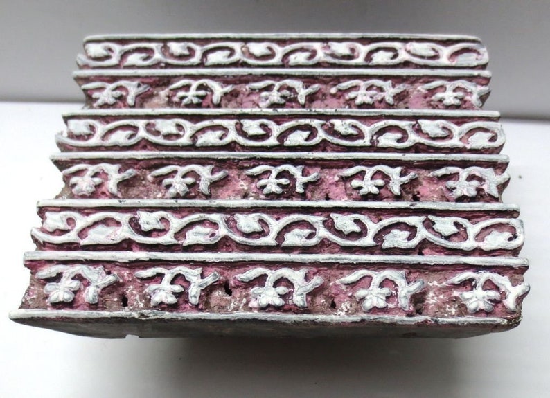 VINTAGE Wooden Hand Carved Textile Printing on Fabric Block / Stamp ...