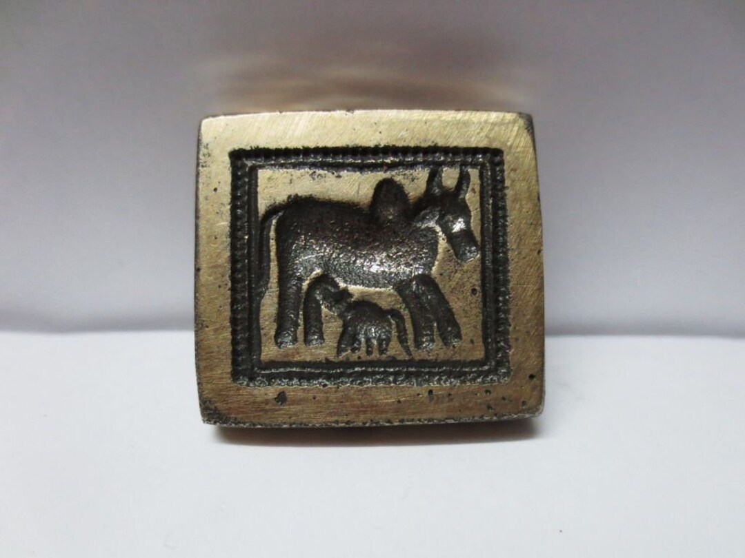 Vintage Brass Metal Jewellery Smithing Tool Mold Imprint Stamp Seal Cow ...