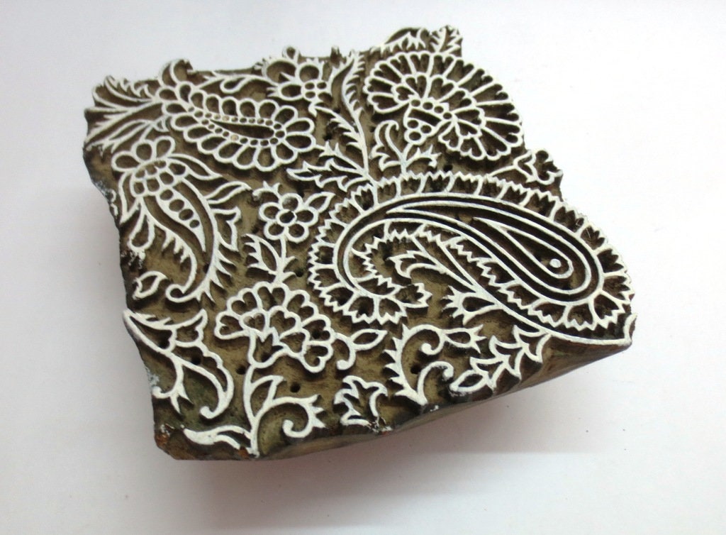 Vintage Wooden Hand Carved Textile Printing on Fabric Block / Stamp ...