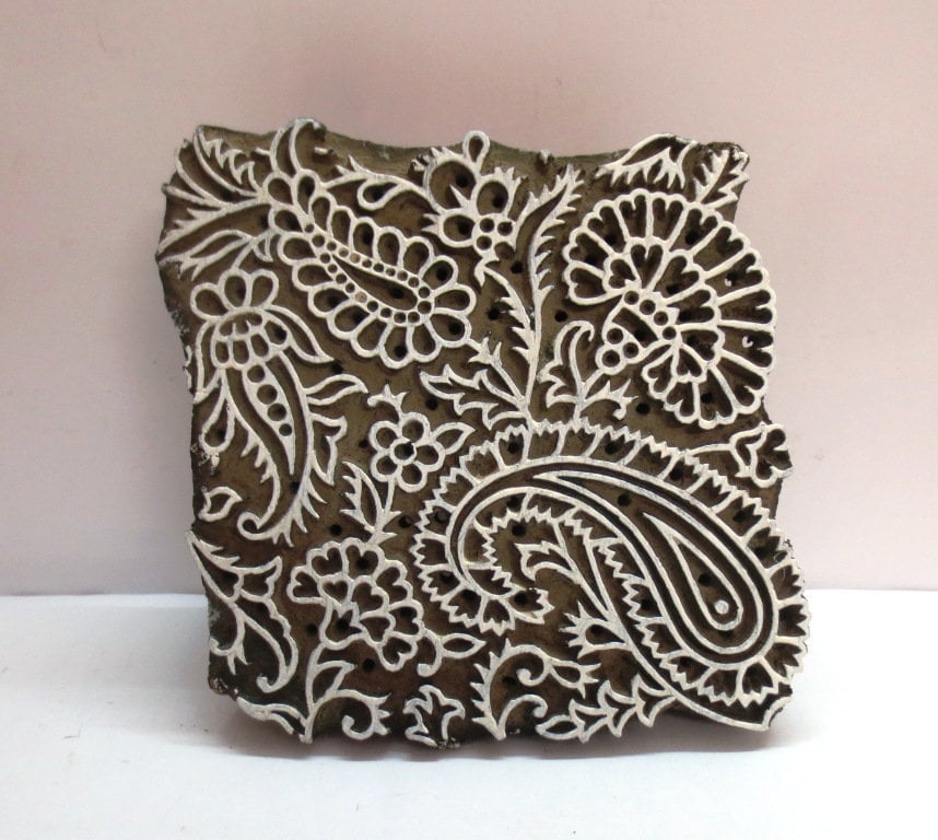 Vintage Wooden Hand Carved Textile Printing on Fabric Block / Stamp ...