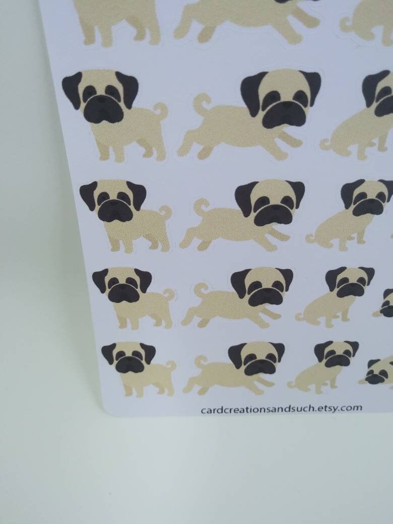 Pug Sticker Sheet, Envelope Seals, Gift For Her, Planner Decoration ...