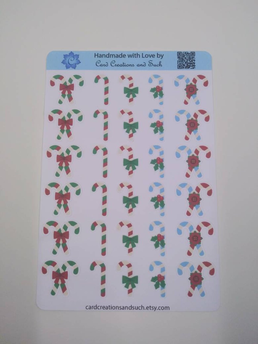 Christmas Candy Cane Sticker Sheet, Envelope Seals, Stocking Stuffers ...