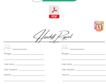 Nurse Report Sheet Printable, Handoff Report, EMS Handoff, Nursing Note ...