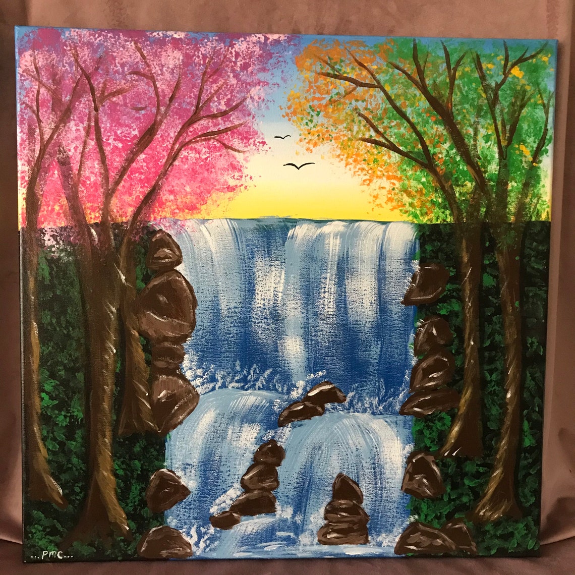 Original Acrylic Painting Waterfall - Etsy