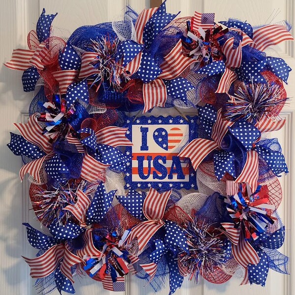 4th of July Deco Mesh Wreaths - Etsy
