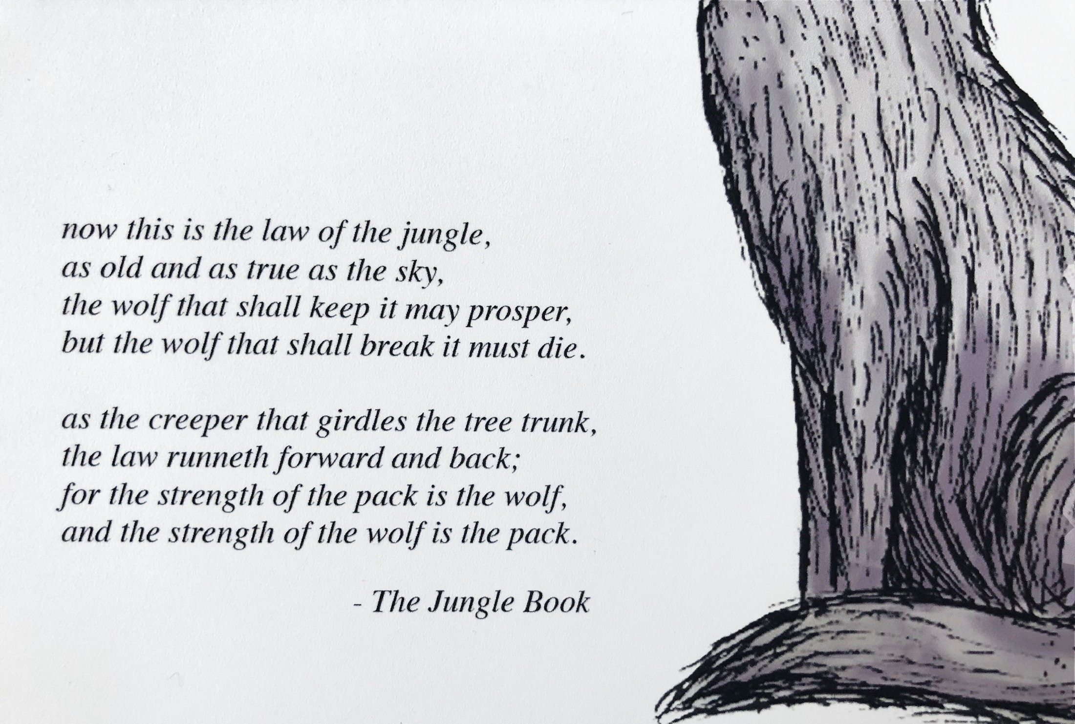 Wolf Animal Wisdom Print / Wall Art / Jungle Book Quote / Handmade ...