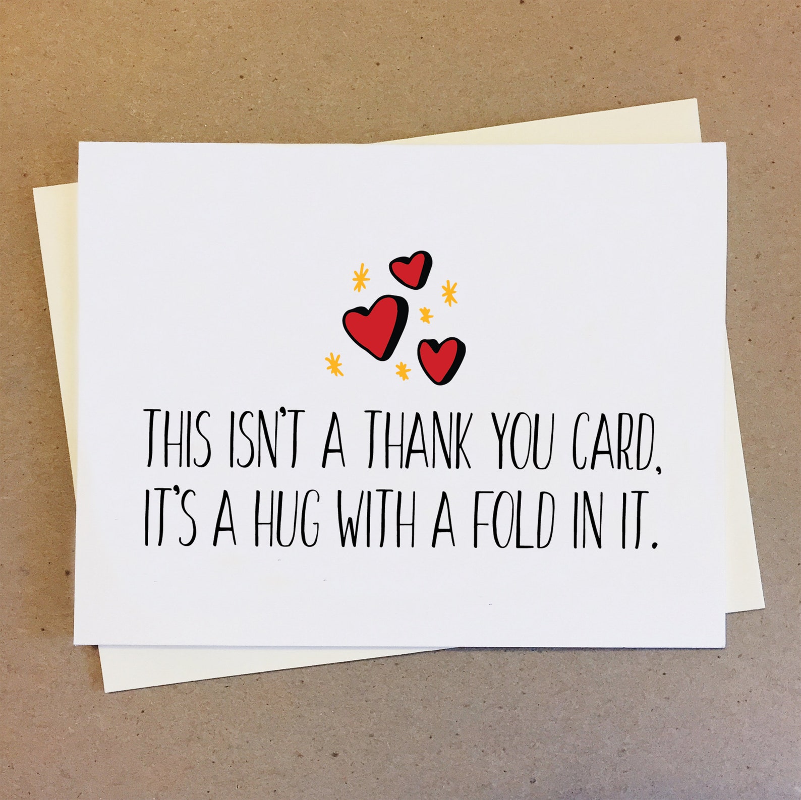 Thank You Card | Hug With a Fold in It | Farewell Card for Friend or ...