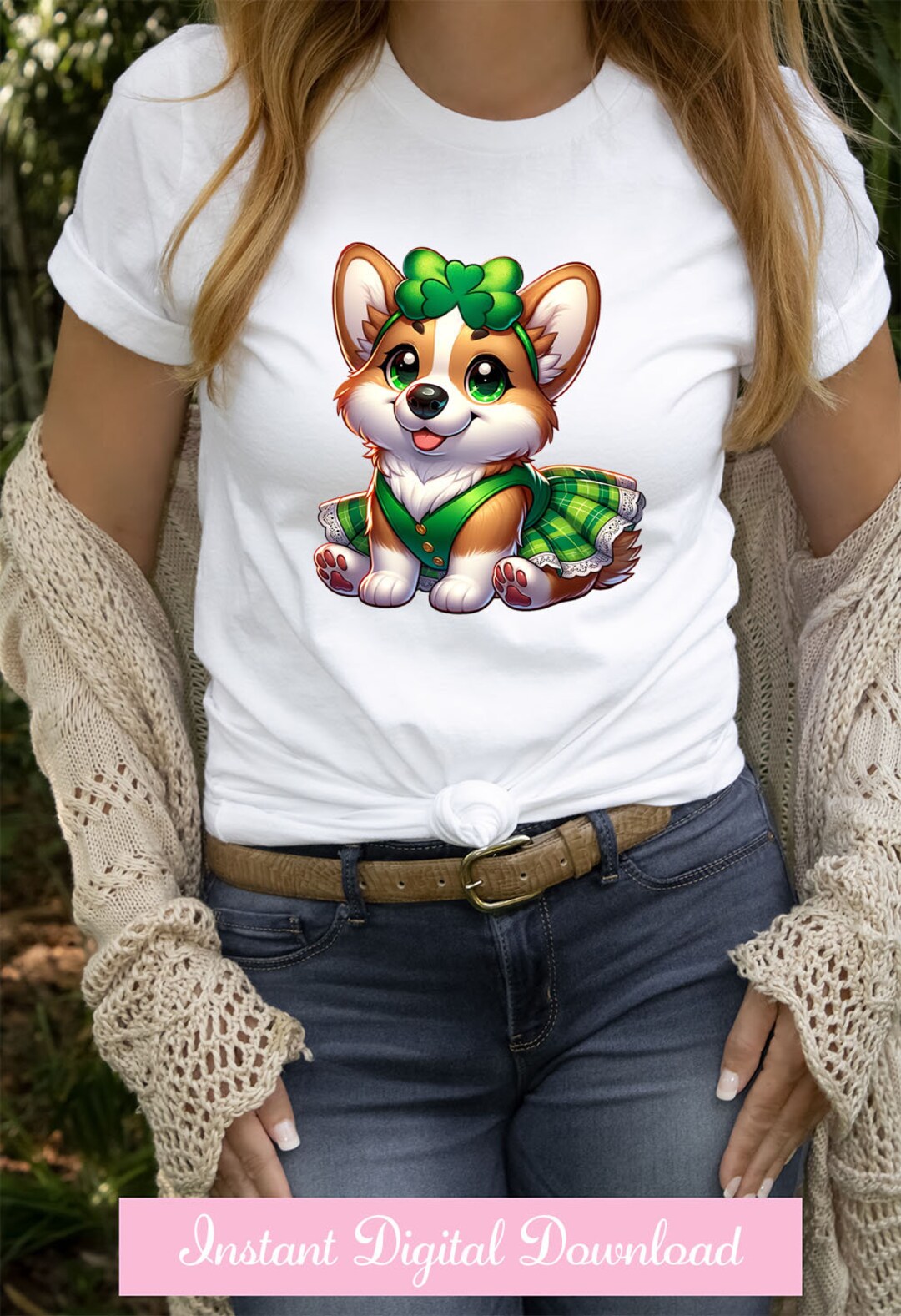 St. Patrick's Day Corgi PNG, Digital Art, Sublimation Design, Instant ...