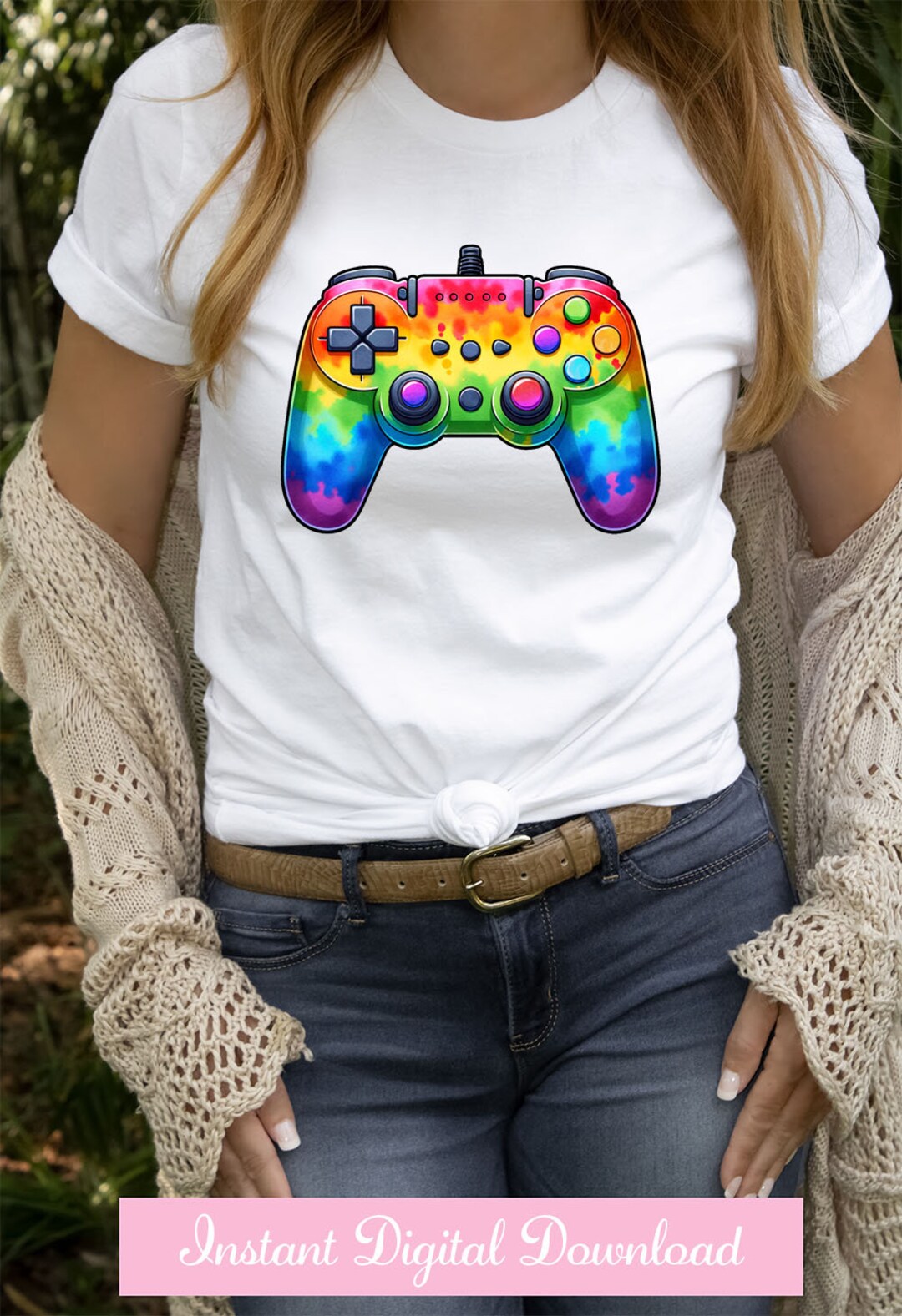 Rainbow Video Game Controller PNG, Digital Art, Sublimation Design ...