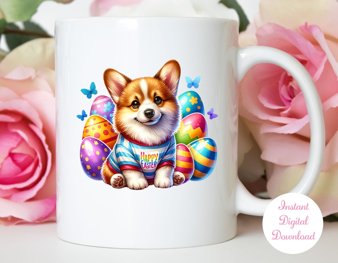Easter Corgi PNG, Digital Art, Corgi Dog Art, Instant Digital Download ...