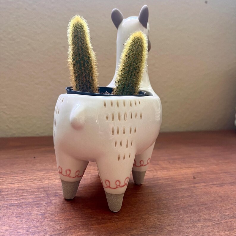 White Llama Planter With I Love You - Etsy