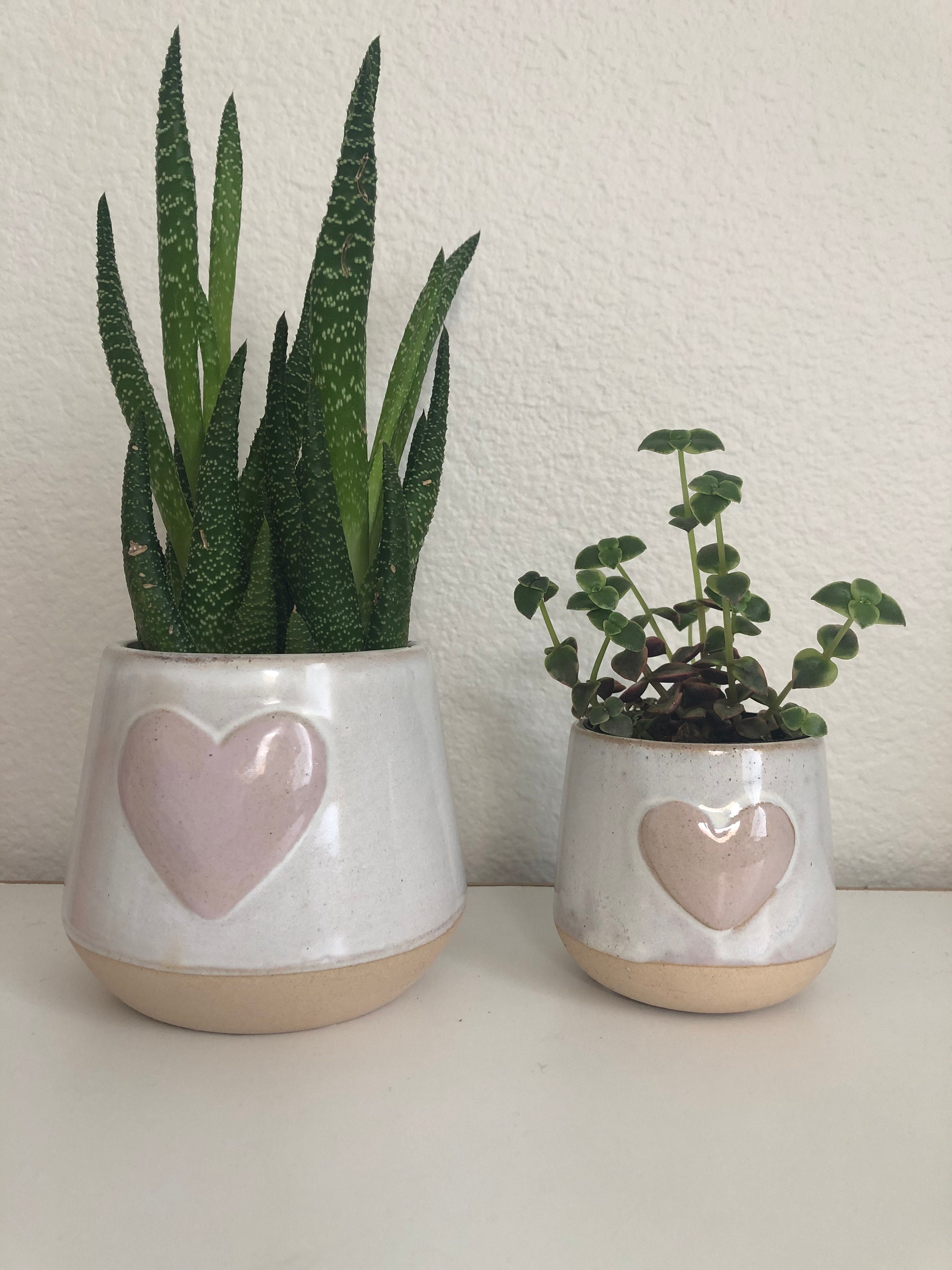 Love Pot White Ceramic Pot With Pink Heart - Etsy