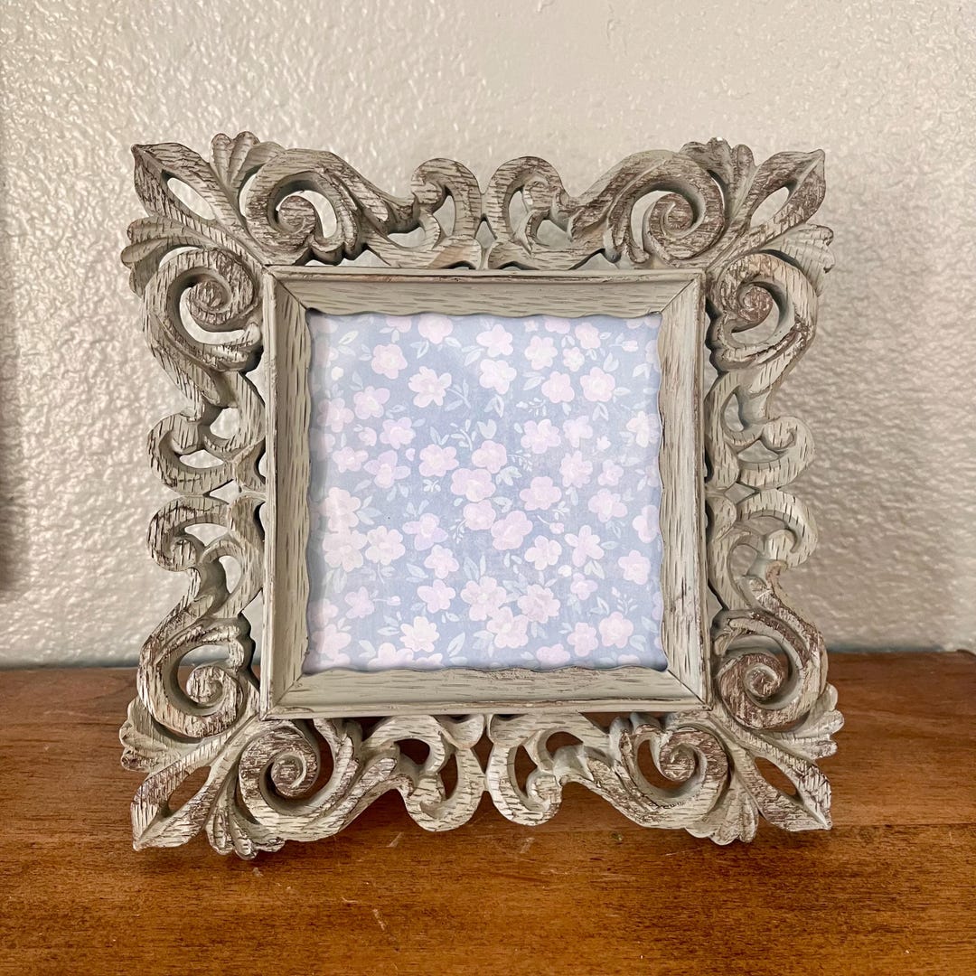 Vintage Gray Wood 7 X 7 Inch Square Frame Hold a 3 1/2”x 3 1/2” Image ...