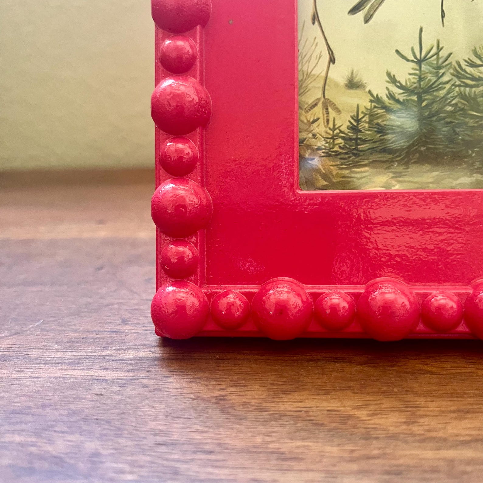 Pink and Wood Enameled Frame 6 1/2" X 8" Holds a 3 1/2"x 5 1/2" Image ...
