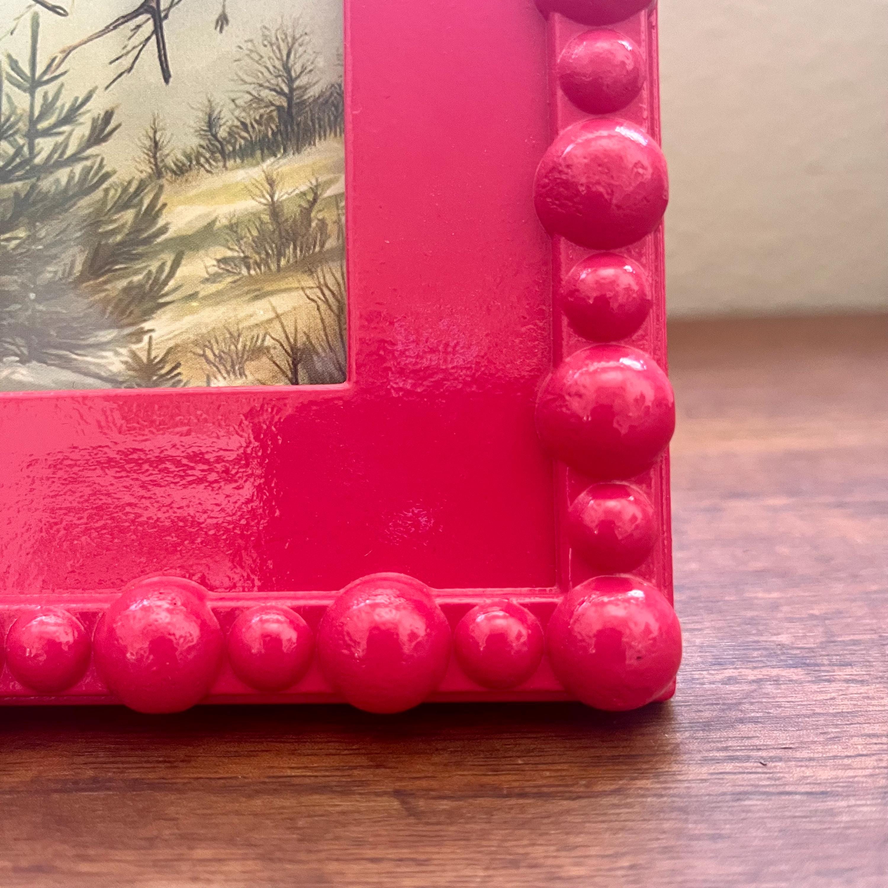 Pink and Wood Enameled Frame 6 1/2" X 8" Holds a 3 1/2"x 5 1/2" Image ...