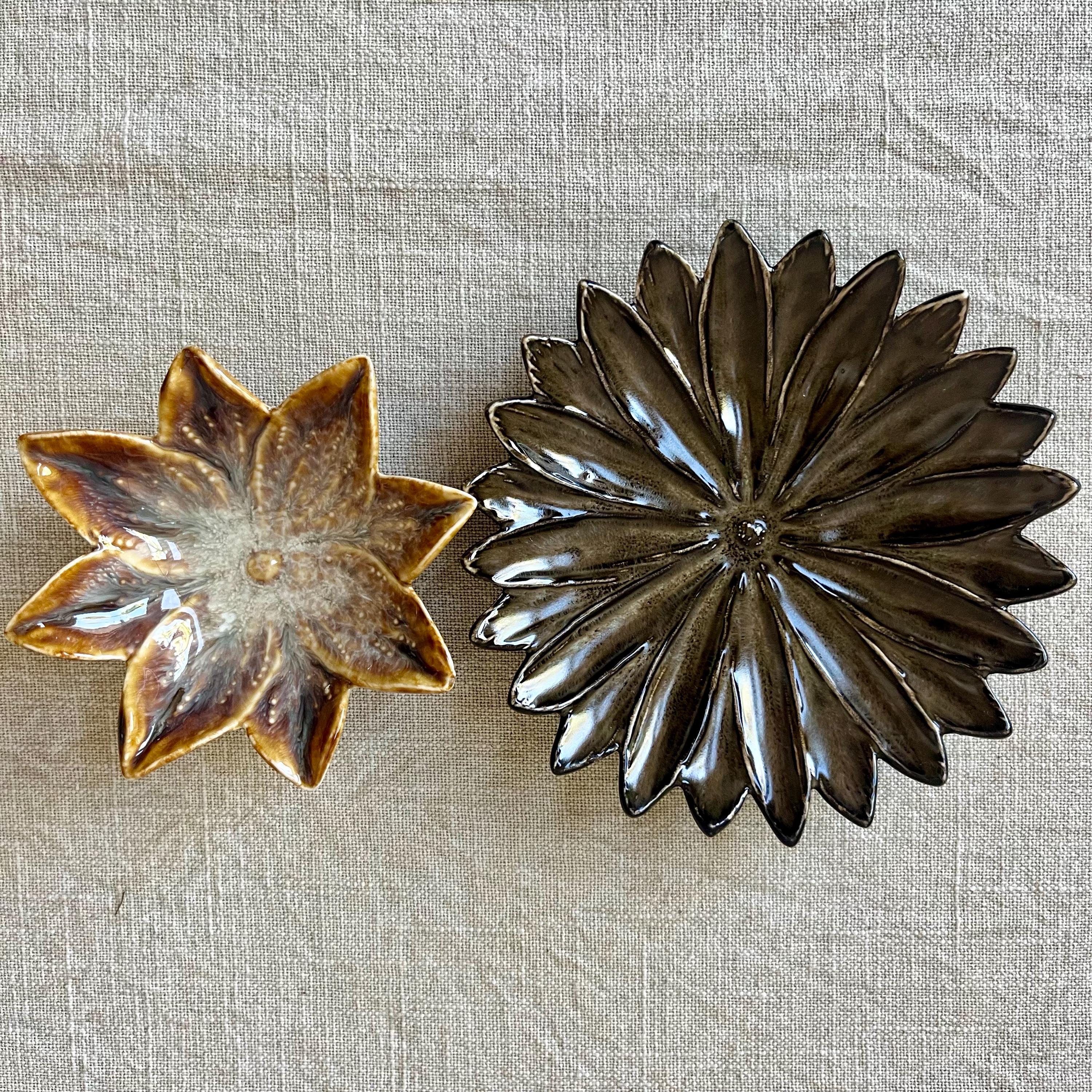 Stoneware Flower Dish: Brown Reactive Glaze, Food Safe - Etsy