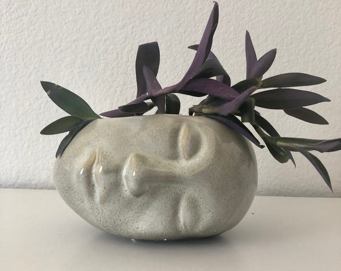 Beige Ceramic Face Planter 6 3/4" L X 5 1/4" W X 4" H - Etsy