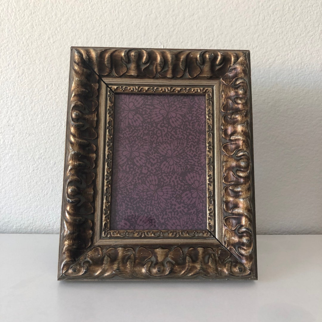 Vintage Bronze Colored Wood Frame With Ornate Detail Holds a - Etsy
