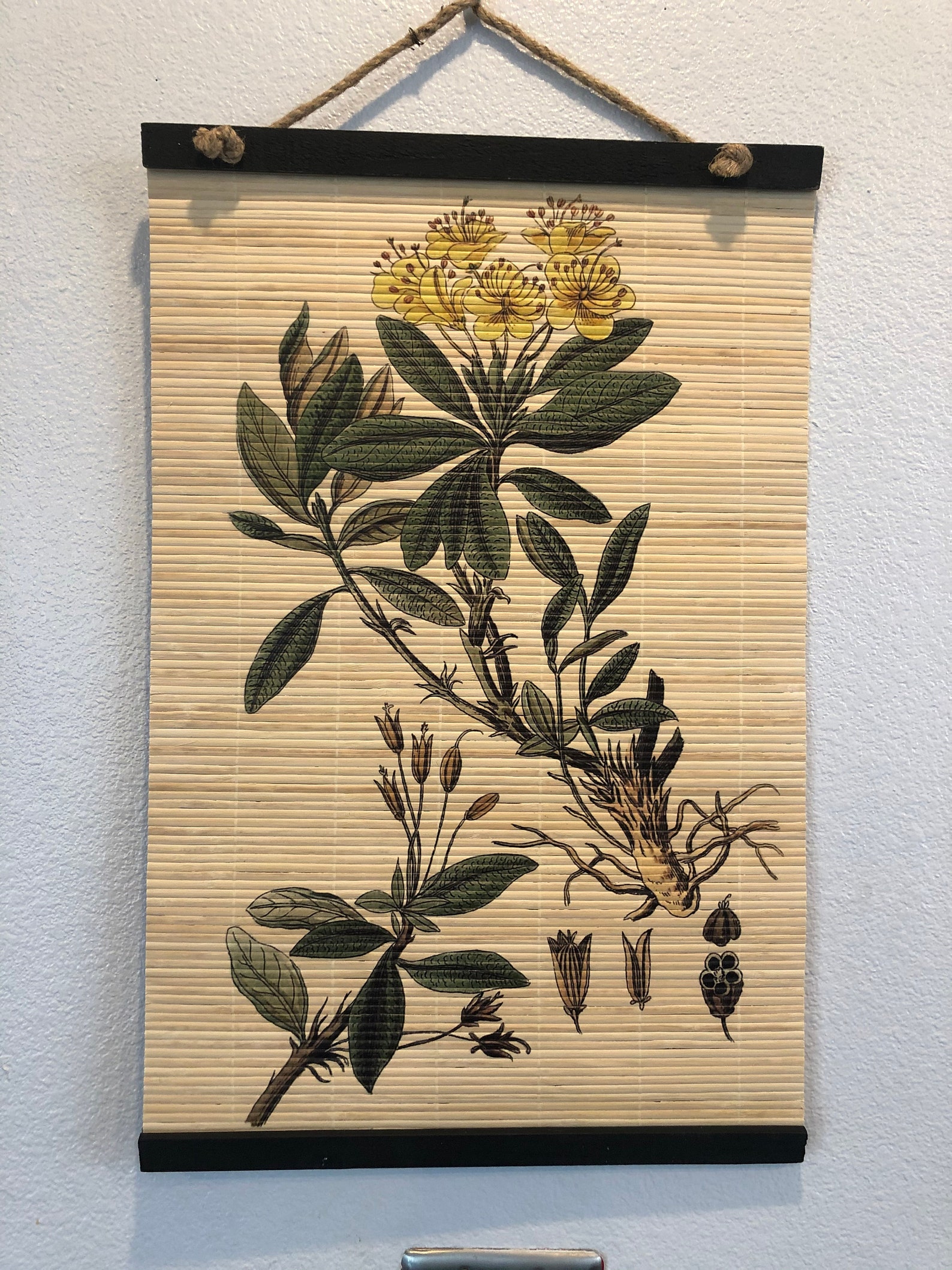 Printed Bamboo Scroll With Floral Image 16W X 24 1/2H | Etsy