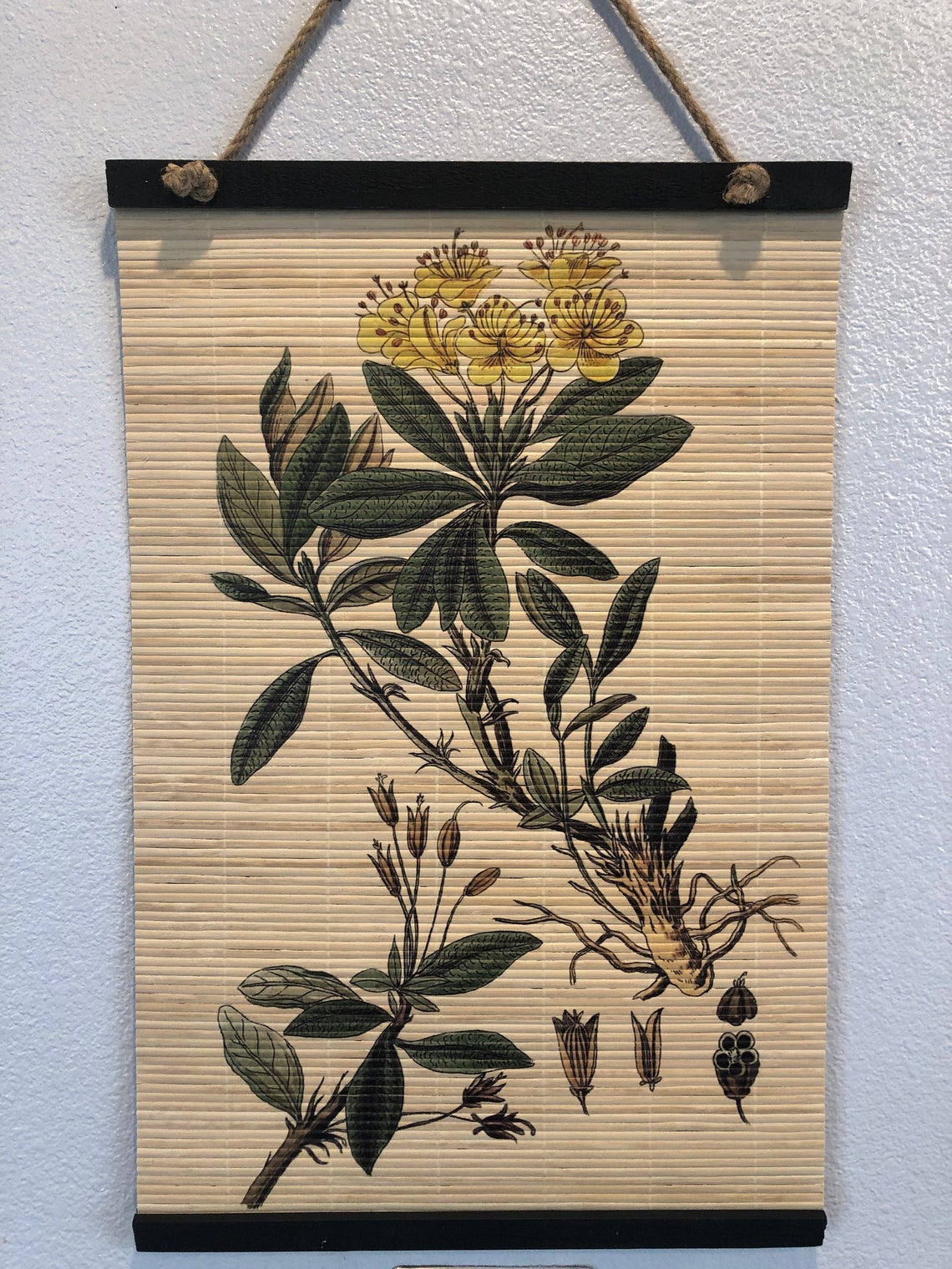 Printed Bamboo Scroll With Floral Image 16W X 24 1/2H - Etsy