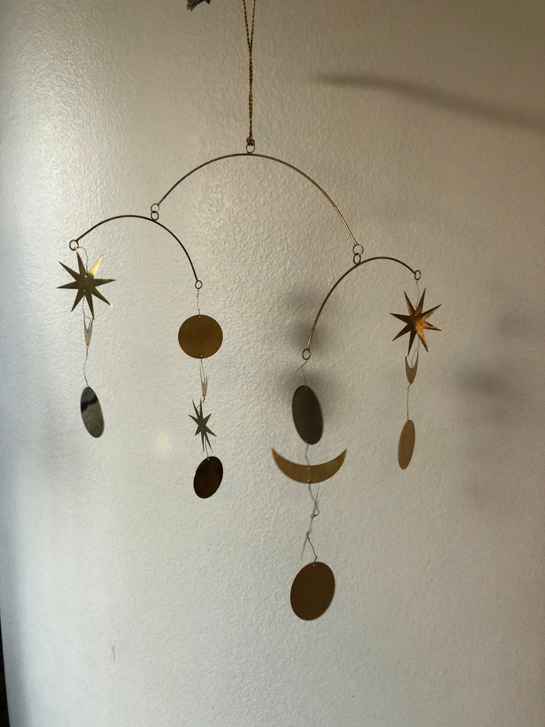 Brass Star and Moon Mobile | Etsy