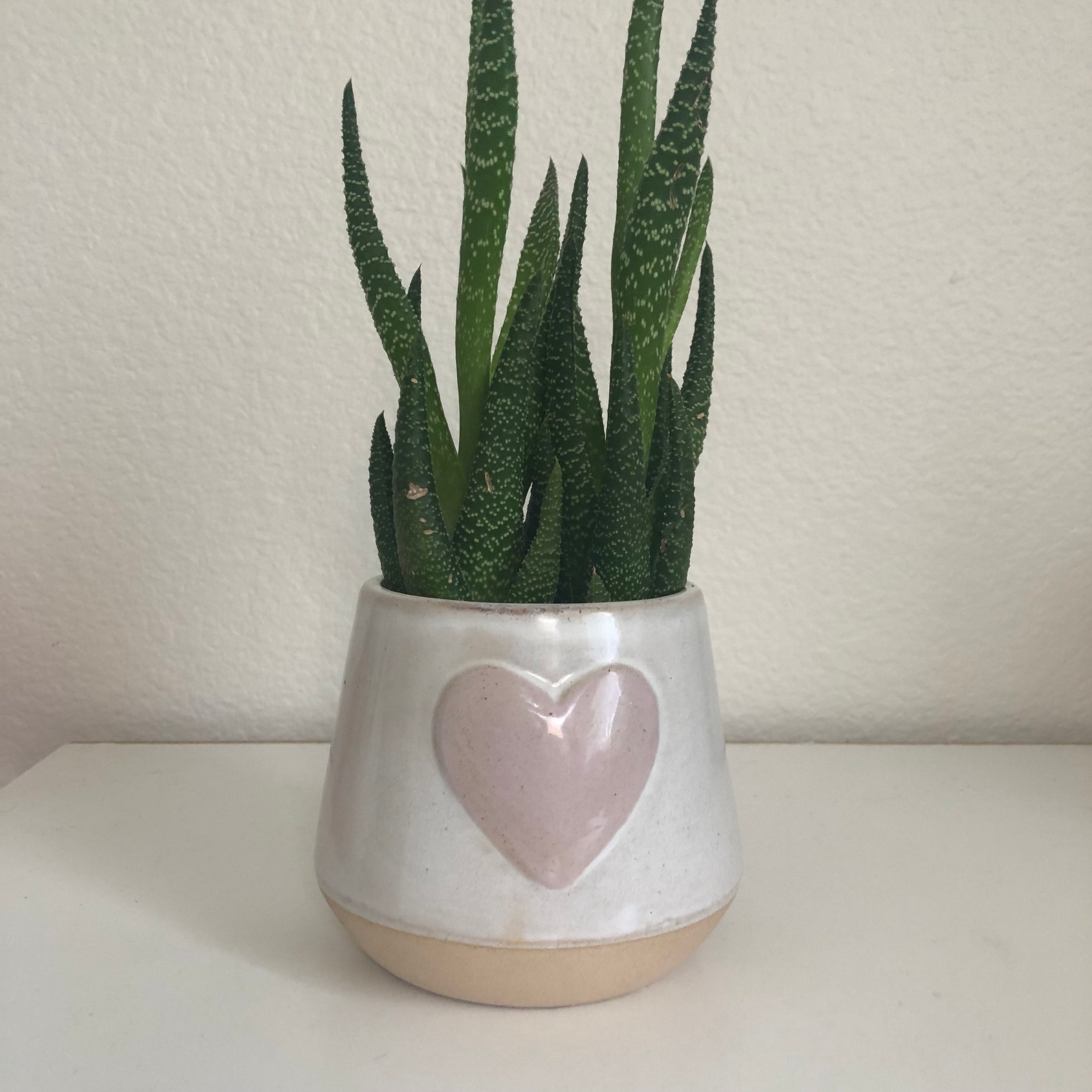 Love Pot White Ceramic Pot With Pink Heart - Etsy