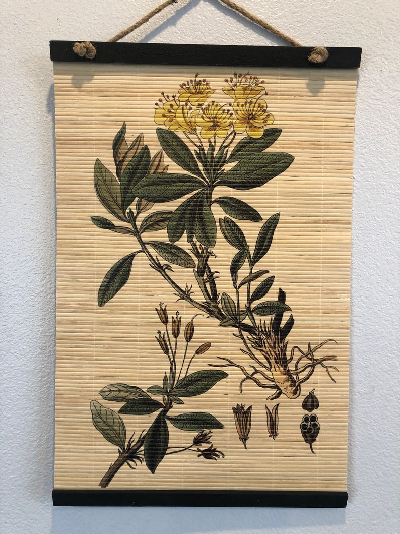 Printed Bamboo Scroll With Floral Image 16W X 24 1/2H - Etsy