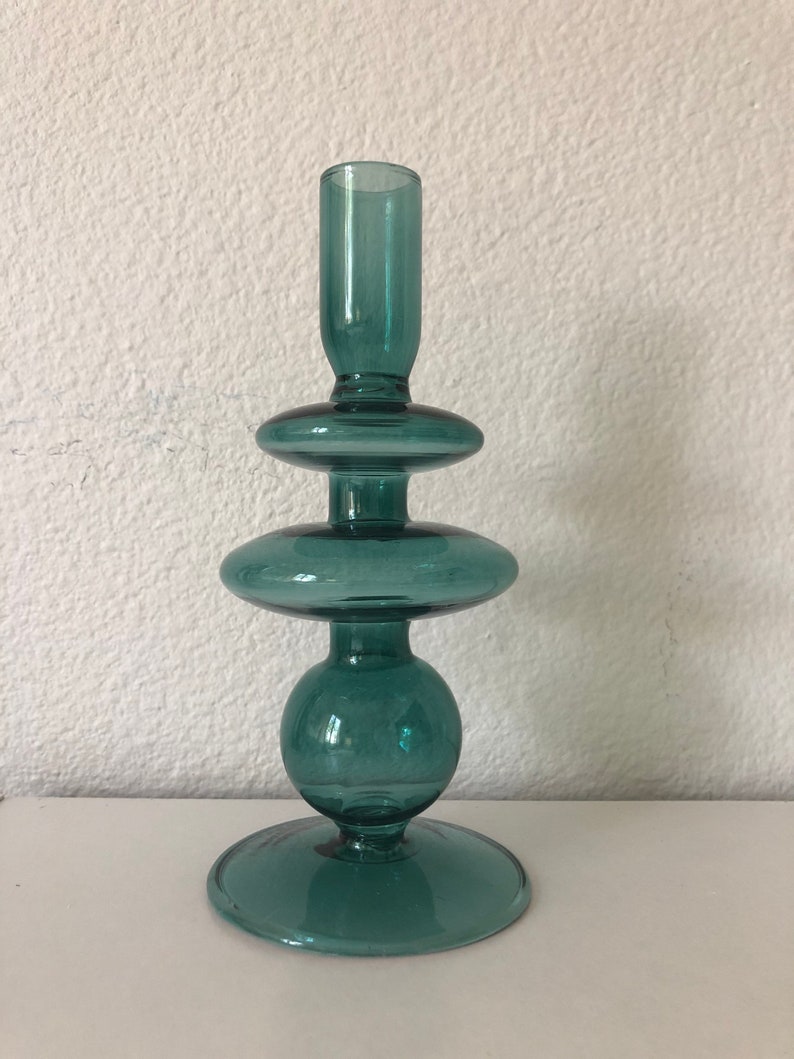 Mod Blue and Orange Taper Candle Stick Holders or Bud Vase - Etsy