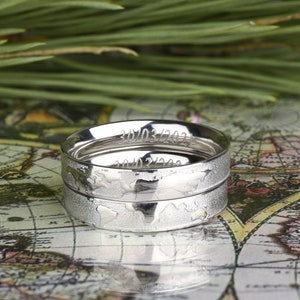 Travel Rings for Couples, Coordinate Ring, World Map Matching Rings in ...