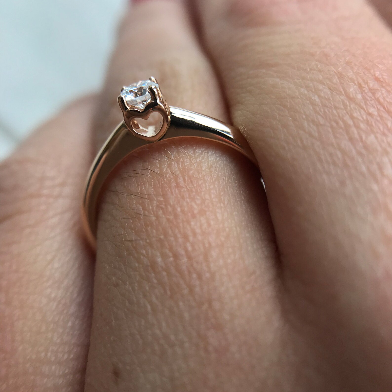 Heart Ring Gold Simple Engagement Ring Rose Gold Heart Ring | Etsy