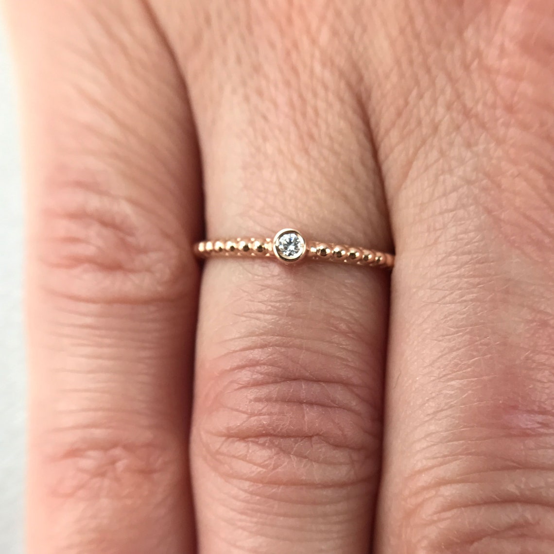 Tiny Diamond Ring Thin Gold Ring Simple Engagement Ring | Etsy