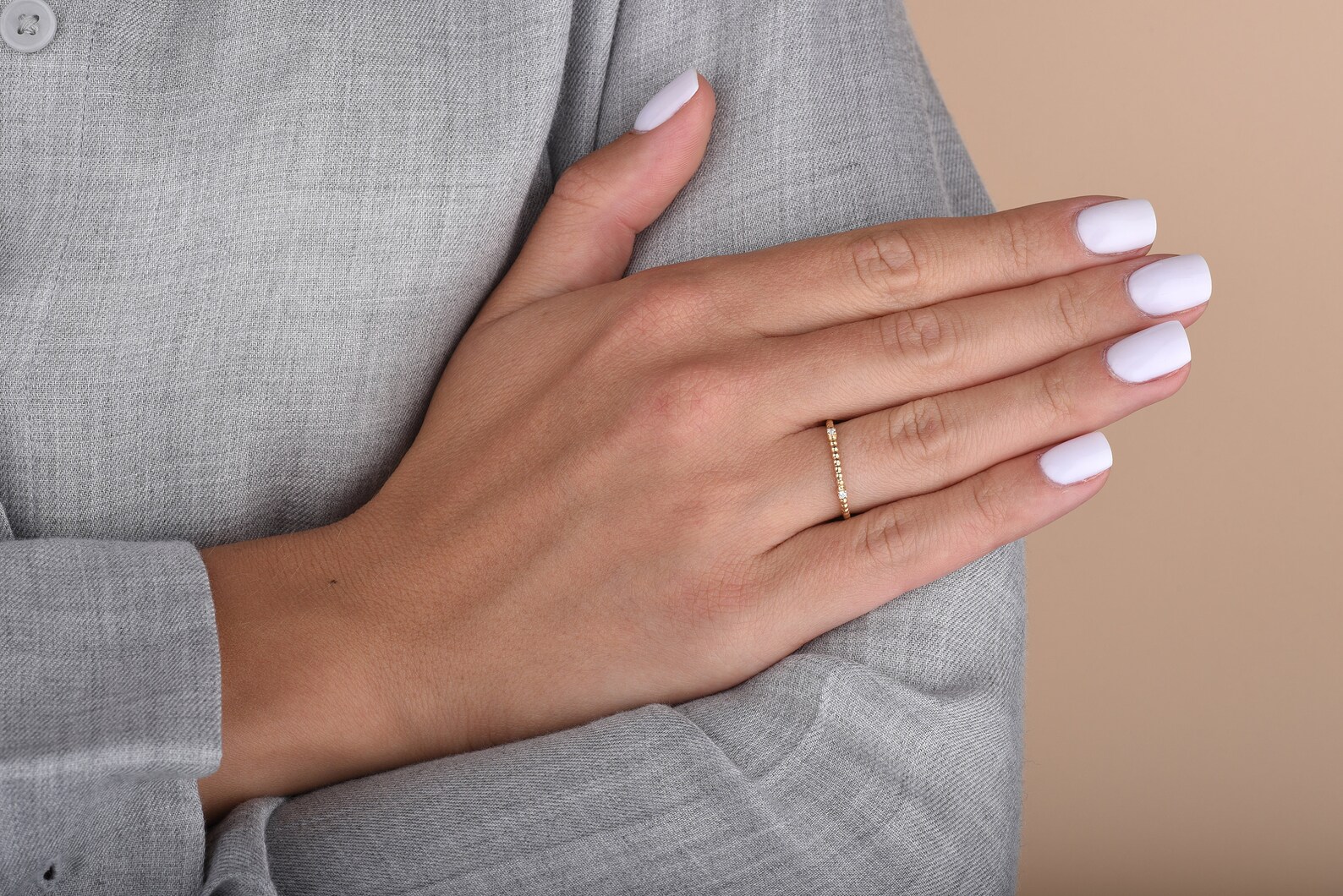 Rose Gold Engraved Ring Small Gold Thin Ring With Diamond | Etsy