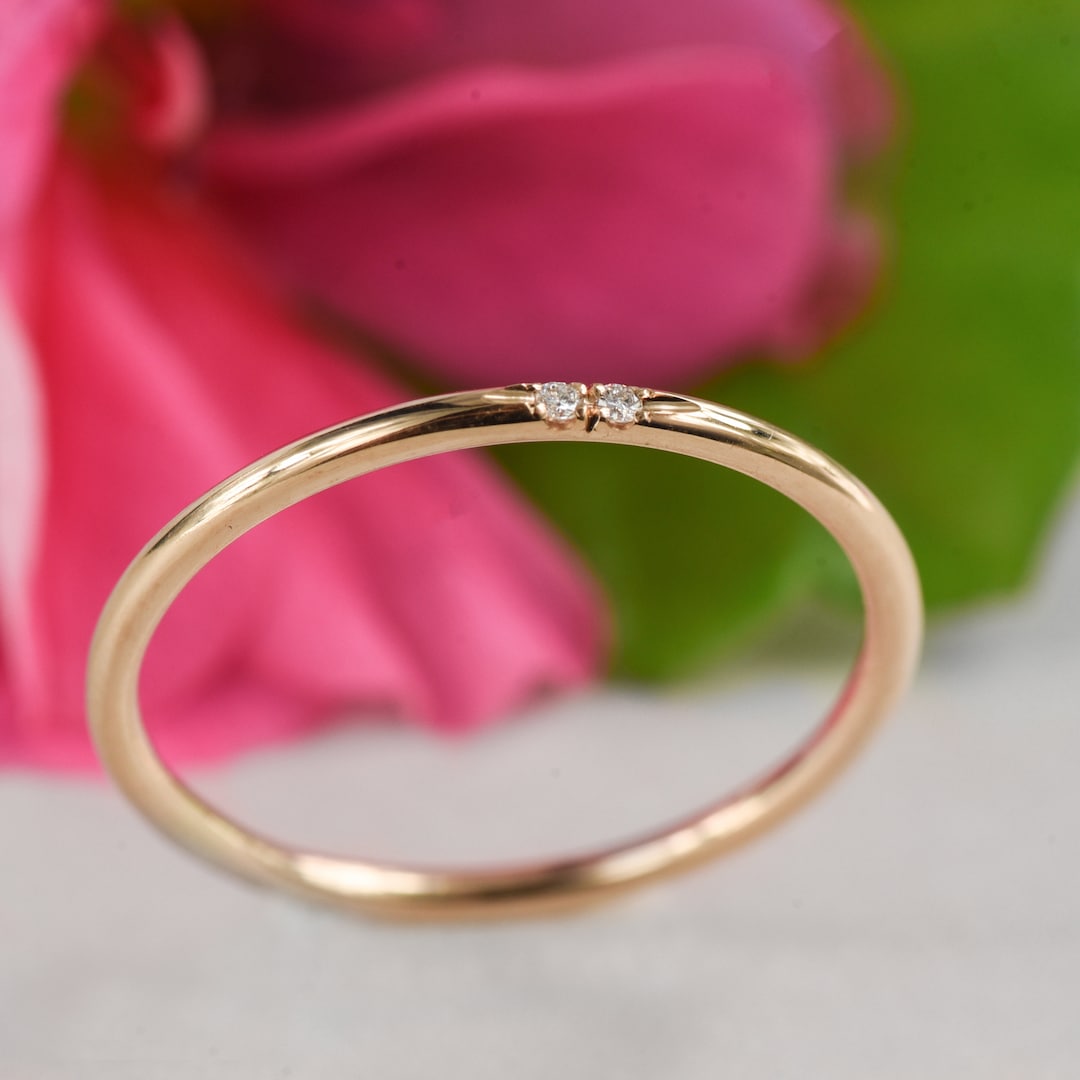 Minimalistischer 14k Goldring Dünner Roségoldring Natursteinring ...