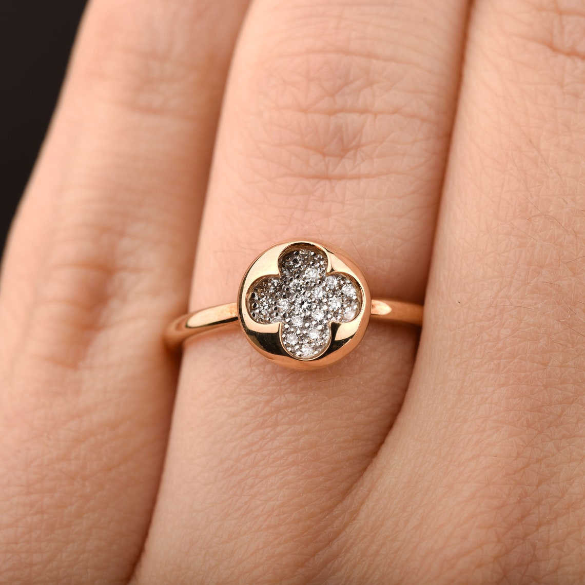Four Leaf Clover Ring With Diamonds Irish Rings for Women - Etsy