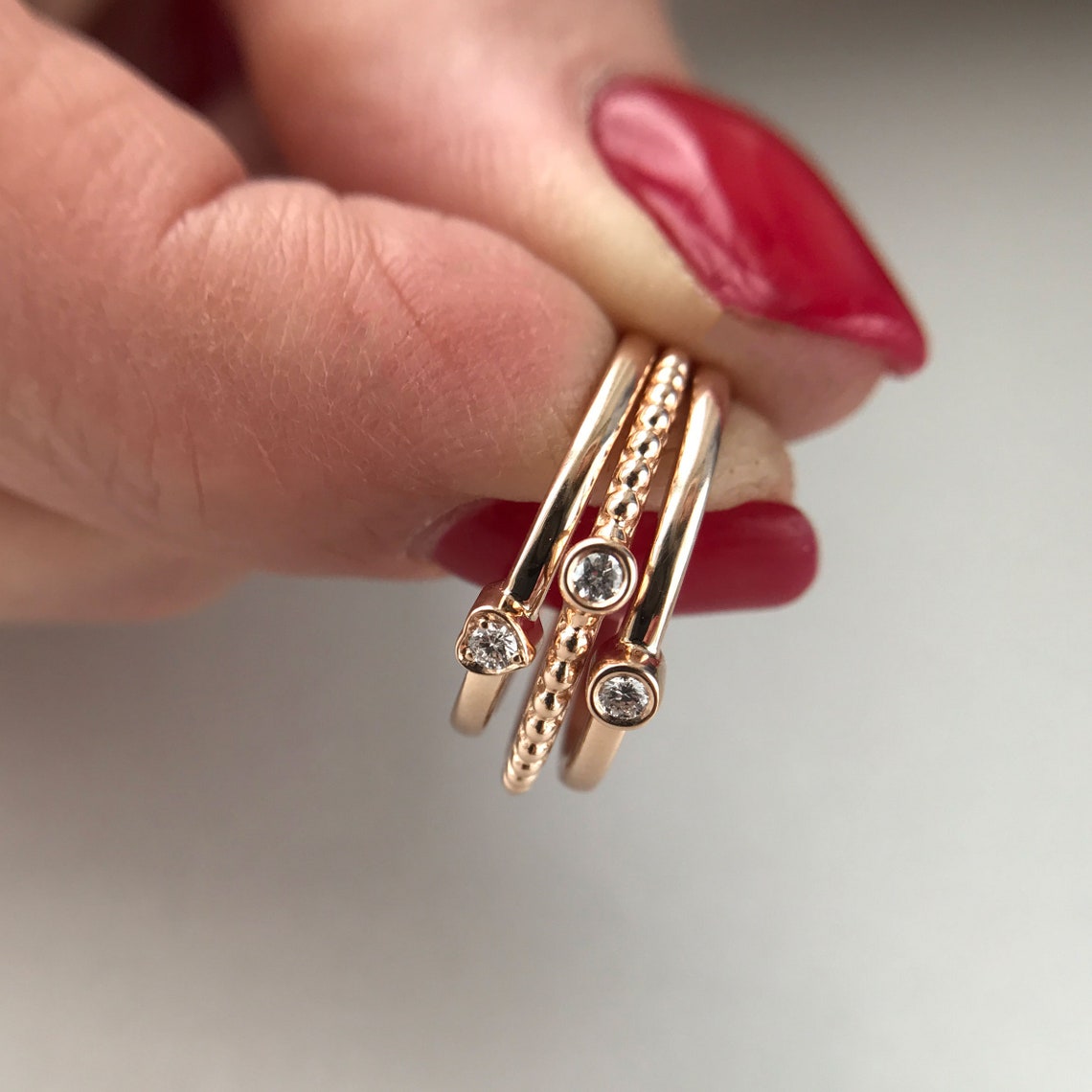 Tiny Diamond Ring Thin Gold Ring Simple Engagement Ring | Etsy