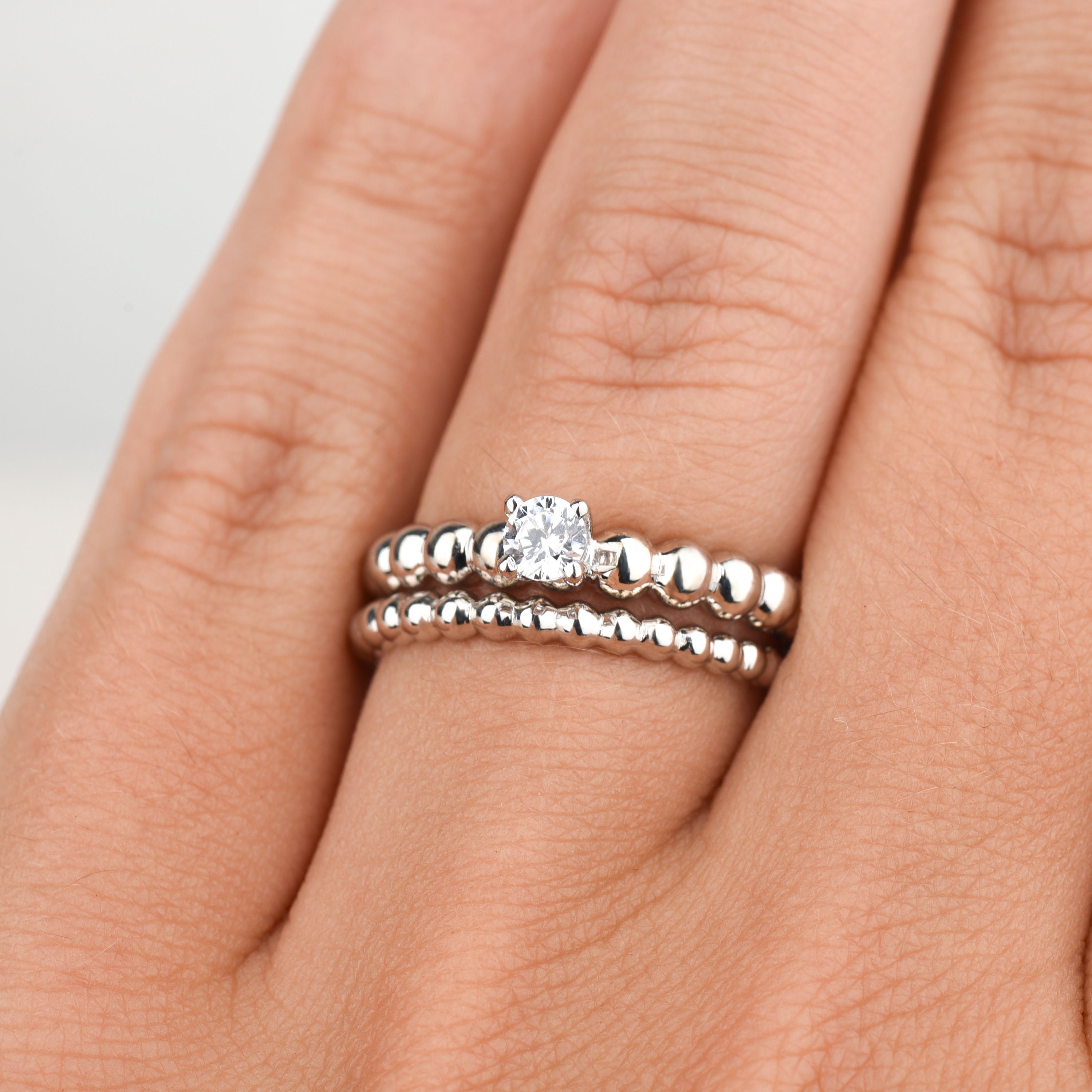 Gold stacking ring set with moissanite Engagement ring in | Etsy