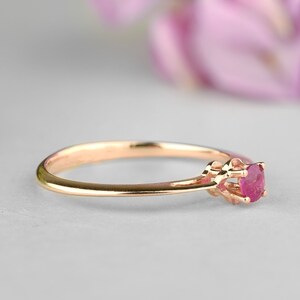 14K Gold Stackable Ruby Ring, Ruby Engagement Ring, Gold Genuine Ruby Ring - Etsy