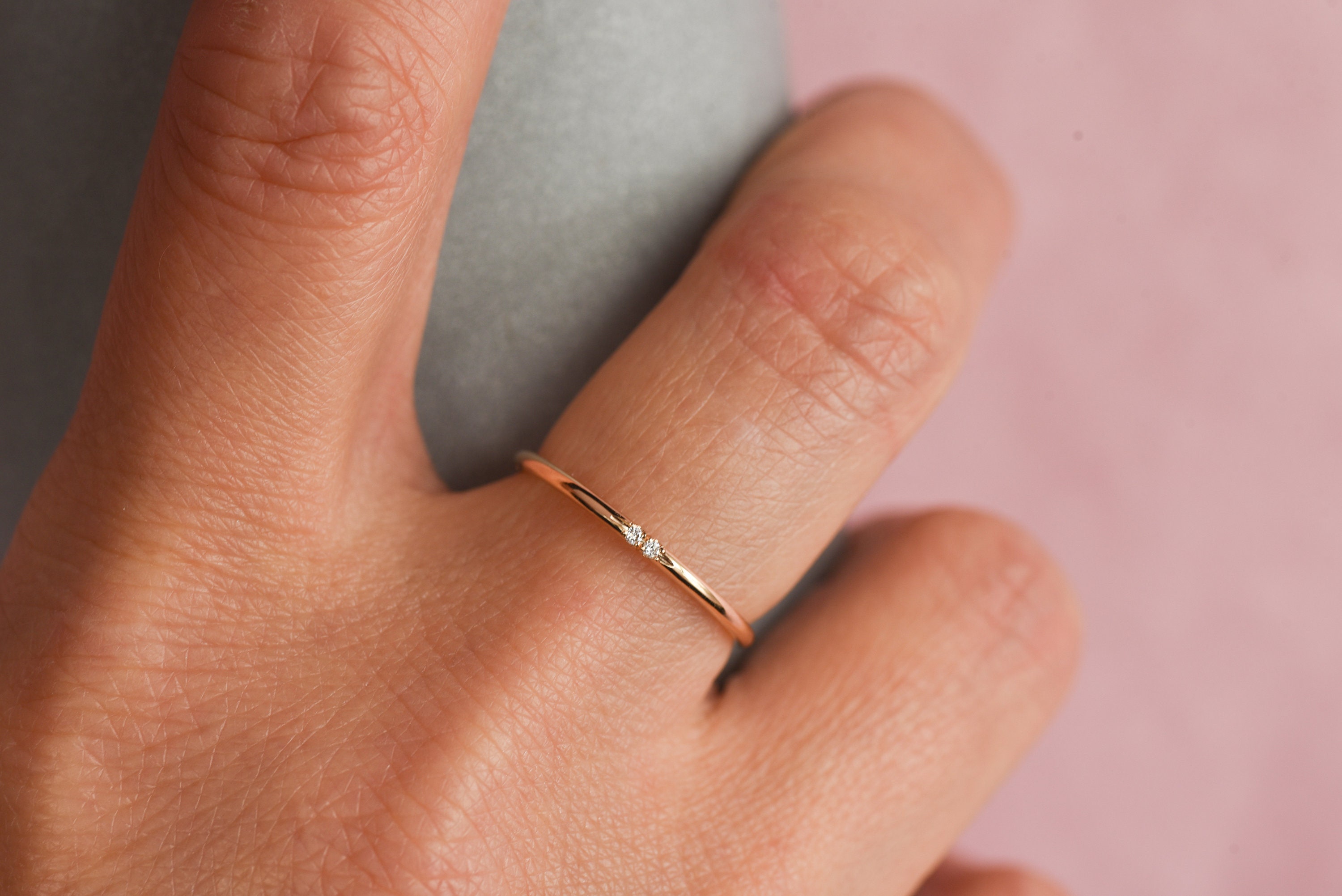 1 Mm Stacking Ring White Gold White Gold Wedding Band Women | Etsy