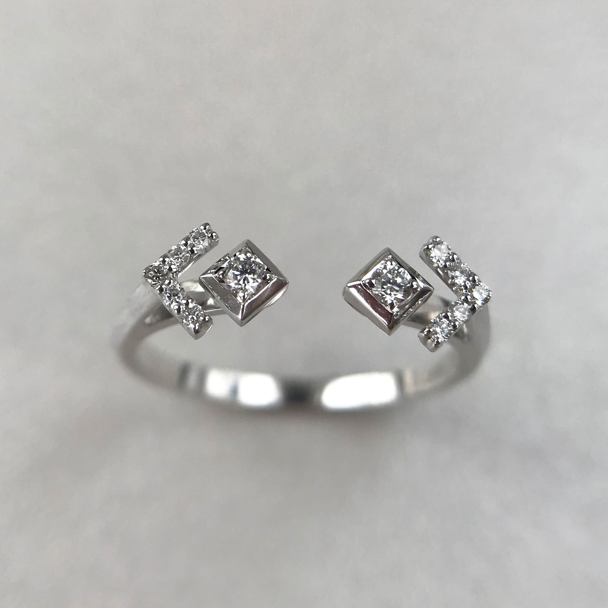 14K Gold Diamond Open Ring Minimalist Boho Stacking Ring | Etsy