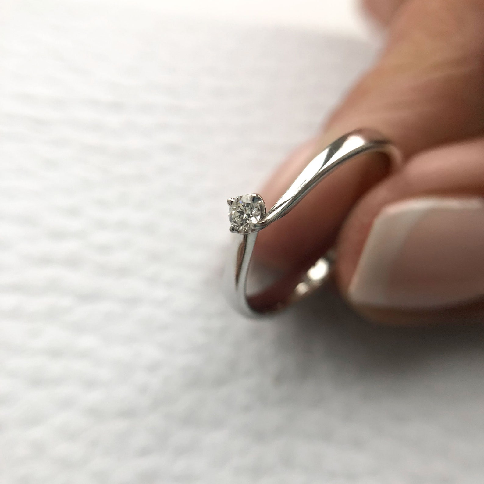 Dainty Diamond Wave Engagement Ring Unique Engagement Rings | Etsy